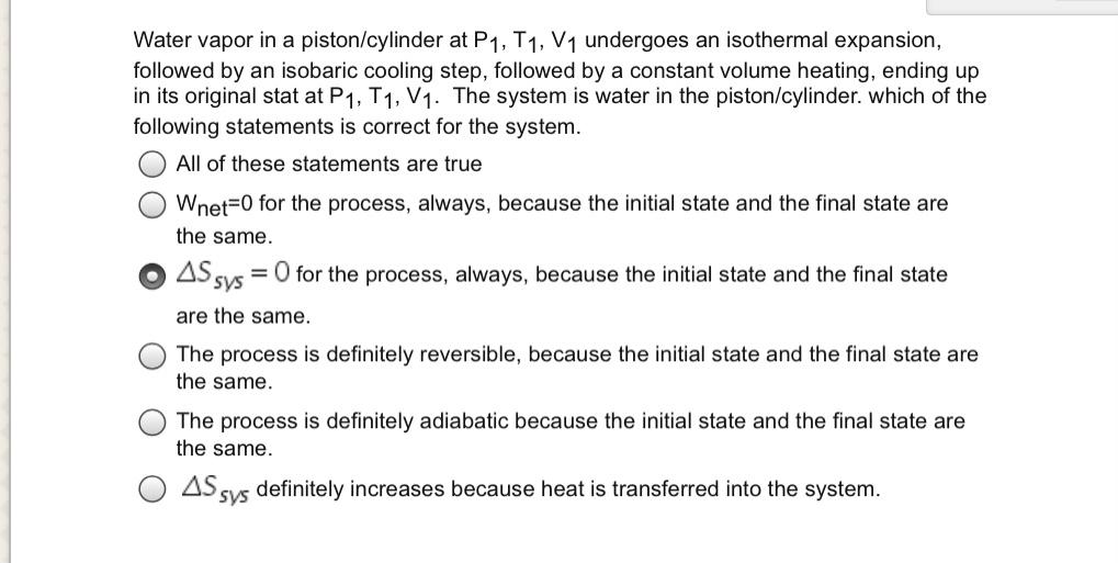 Solved Water vapor in a piston/cylinder at P1, T1, V1 | Chegg.com