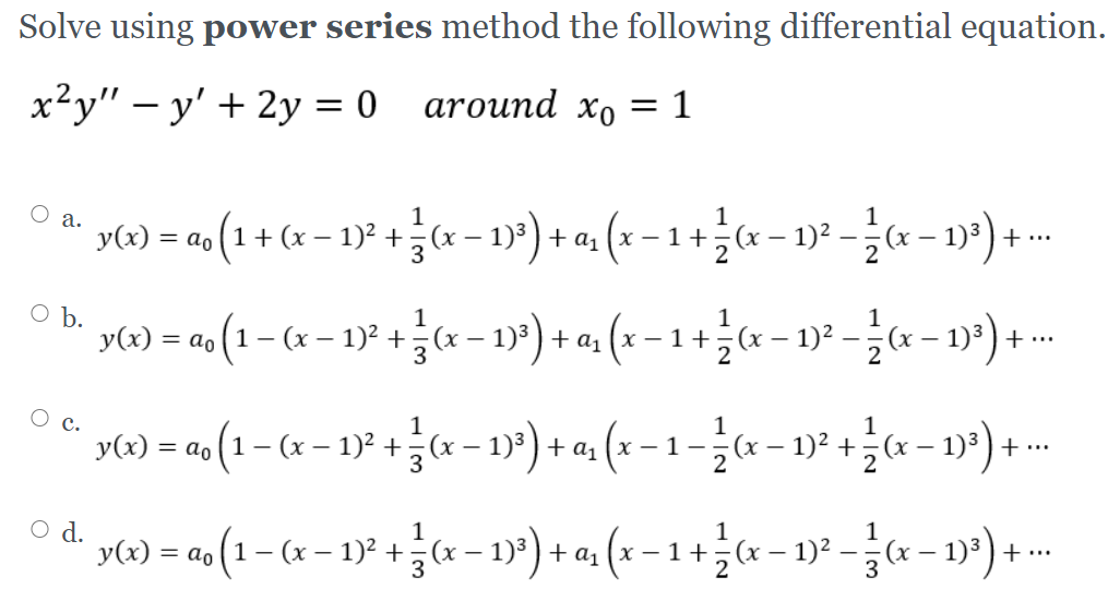 Solved Solve using power series method the following | Chegg.com