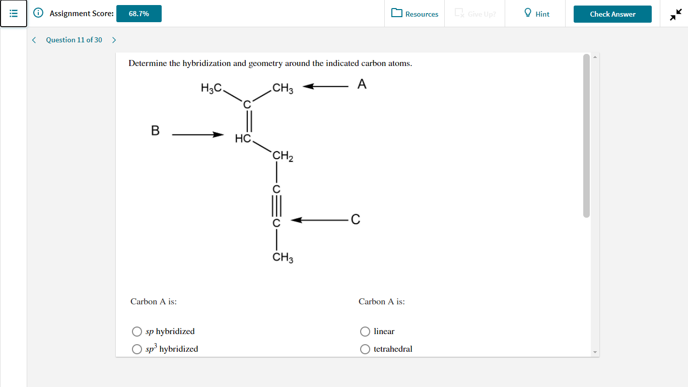 Solved Assignment Score: 68.7% Resources Give Up Hint Check | Chegg.com