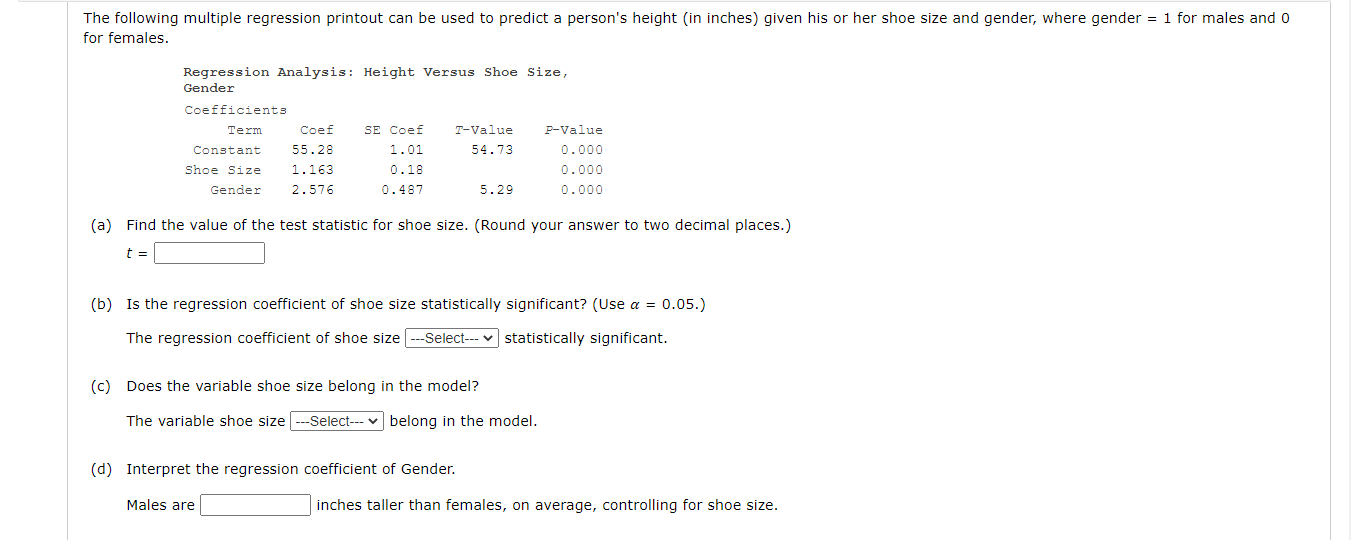 Solved The following multiple regression printout can be | Chegg.com Solved The following multiple regression printout can be | Chegg.com