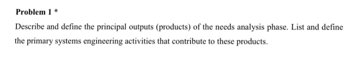 Solved Problem 1 Describe and define the principal outputs | Chegg.com