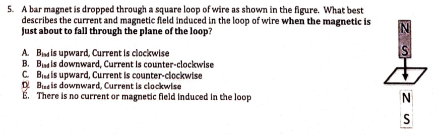 Solved 5. A bar magnet is dropped through a square loop of | Chegg.com