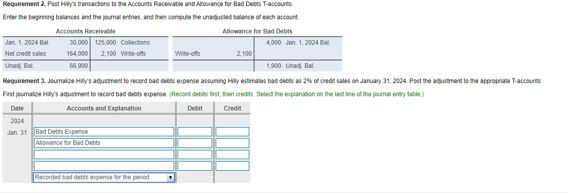 Solved Requirement 2. Post Hilly's transactions to the | Chegg.com