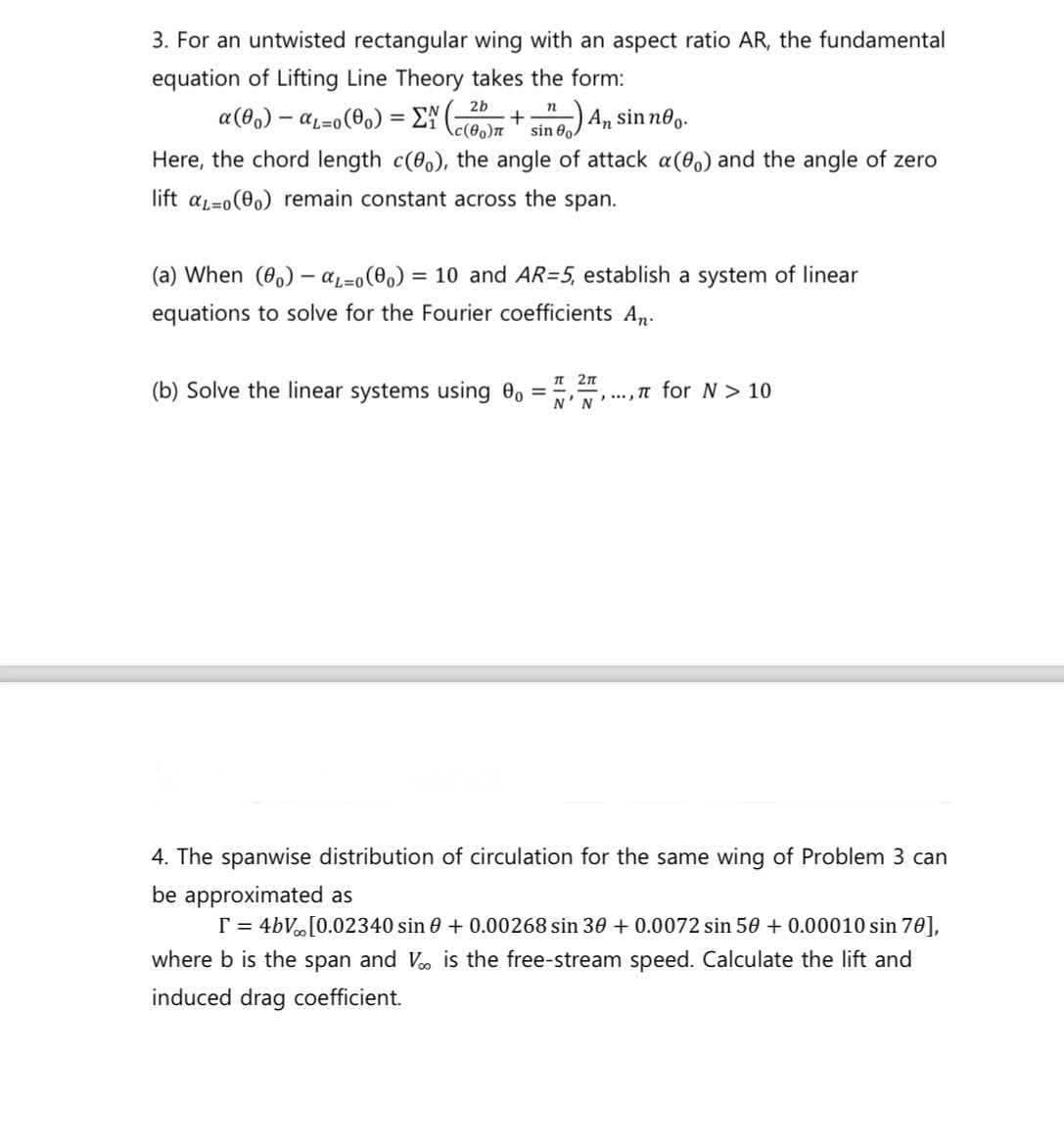 Solved 3. For an untwisted rectangular wing with an aspect | Chegg.com