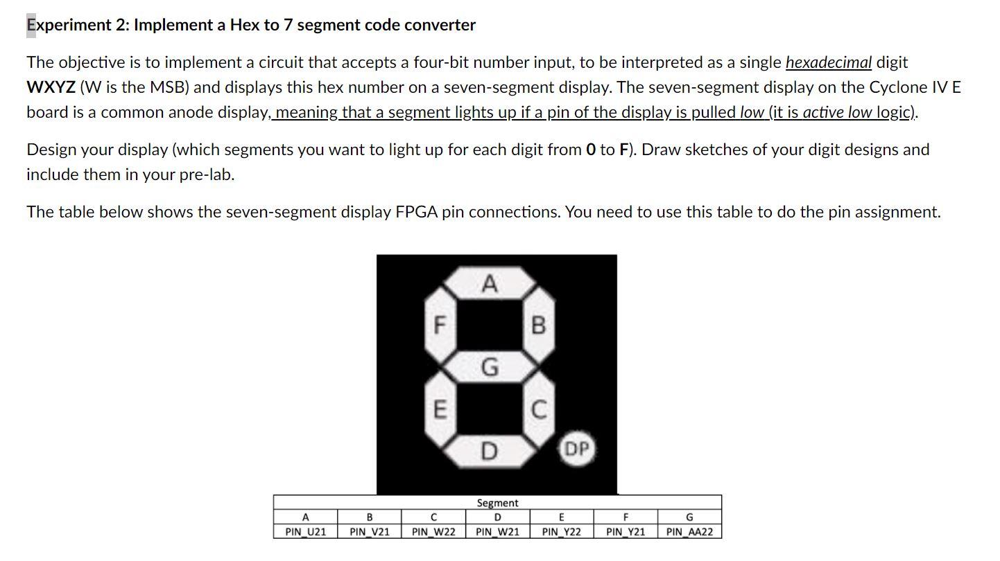 Solved Experiment 2 Implement A Hex To 7 Segment Code 6868