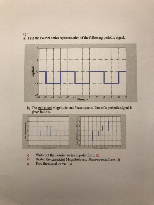 Solved Q.7 a) Find the Fourier series representation of the | Chegg.com