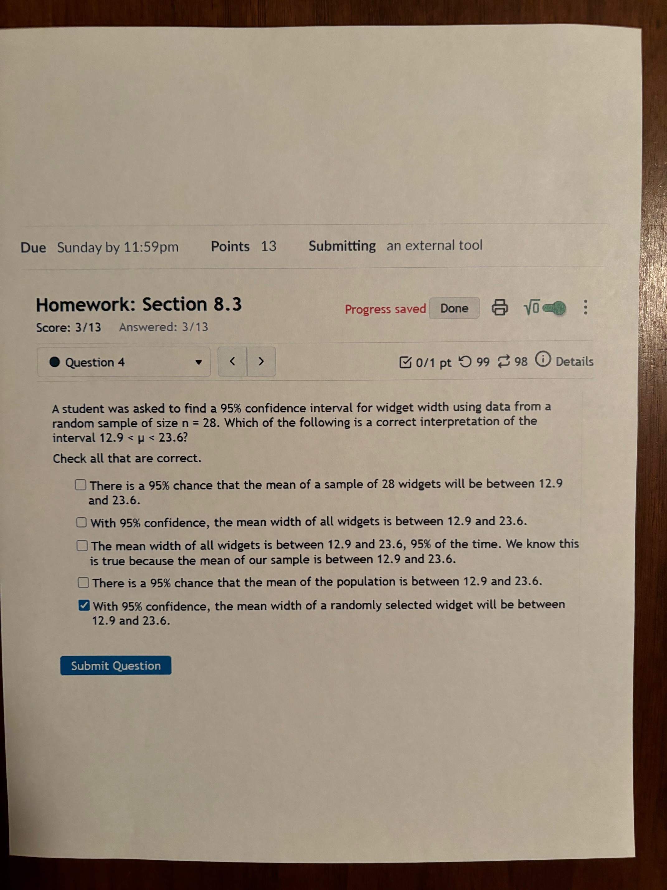 Solved A student was asked to find a 95\% ﻿confidence | Chegg.com