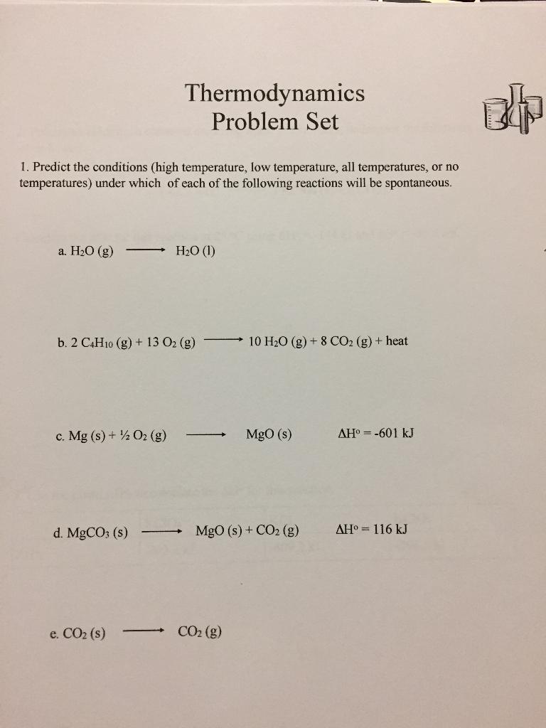 Solved Thermodynamics Problem Set op 1. Predict the | Chegg.com