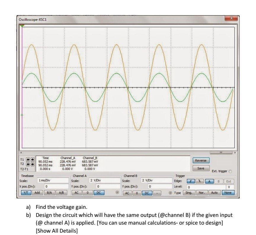 Solved Oscilloscope-XSC1 Time 90.052 ms Channel A Channel B | Chegg.com