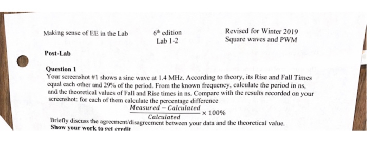 Solved Making sense of EE in the Lab 6 edition Lab 1-2 | Chegg.com
