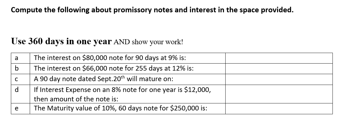 Solved Compute the following about promissory notes and | Chegg.com