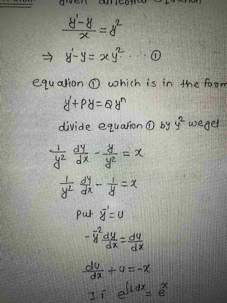 Solved After we divide by y^2 how did the y prime become 1 | Chegg.com