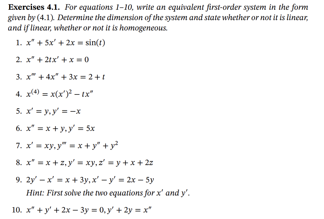 Solved Exercises 4.1. For equations 1-10, write an | Chegg.com