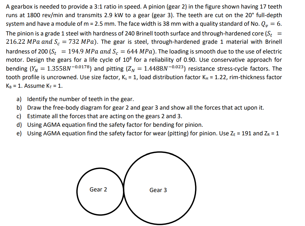 Solved A gearbox is needed to provide a 3:1 ratio in speed. | Chegg.com