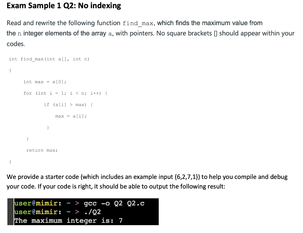 Solved Exam Sample 1 Q2: No indexing Read and rewrite the | Chegg.com