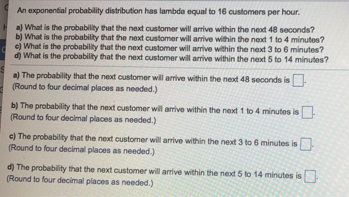 Solved An exponential probability distribution has lambda | Chegg.com