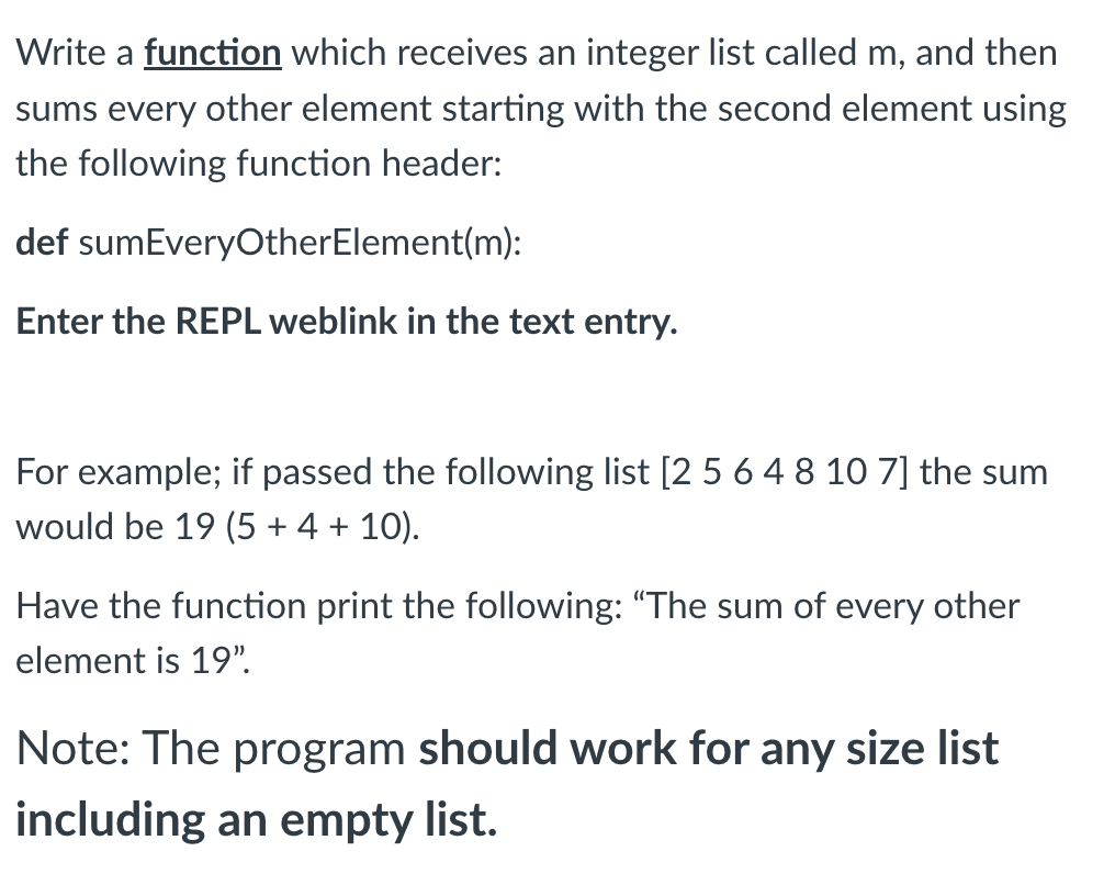 Solved Write a function which receives an integer list | Chegg.com