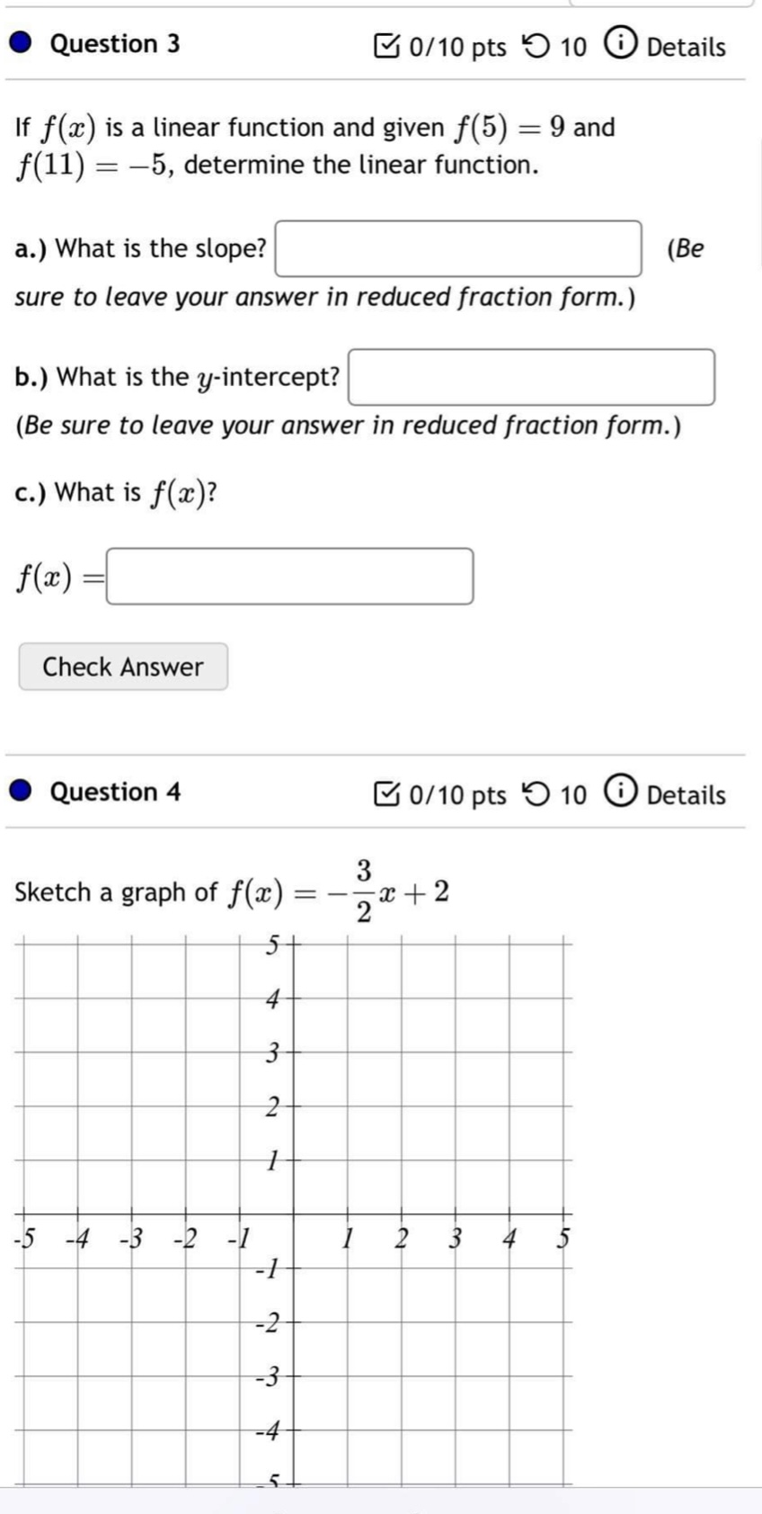 Solved If Fx Is A Linear Function And Given F59 And 7145