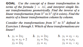 Solved GOAL Use the concept of a linear transformation in | Chegg.com