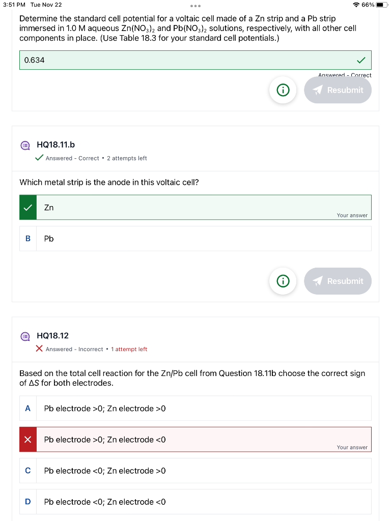 Solved Determine the standard cell potential for a voltaic | Chegg.com