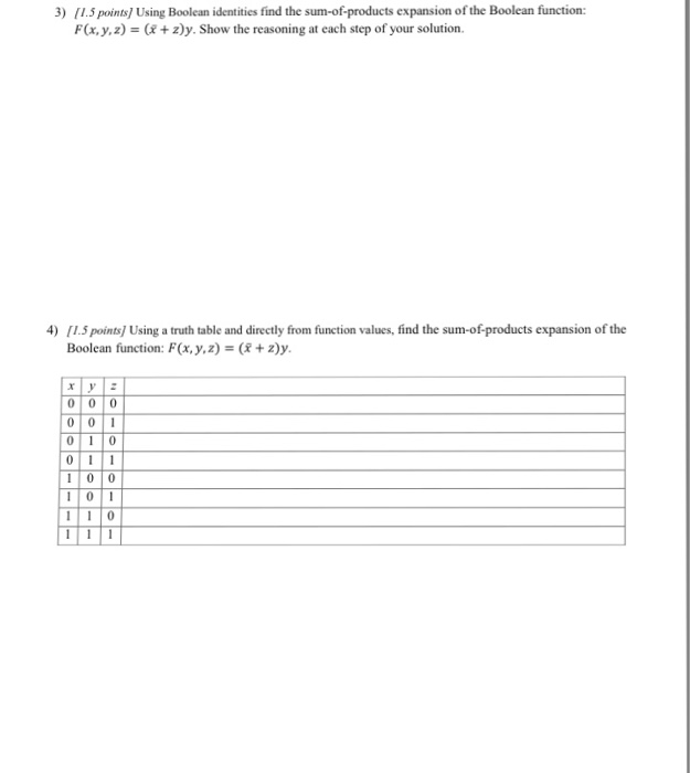 Solved )/1.5 points) Using Boolean identities find the | Chegg.com