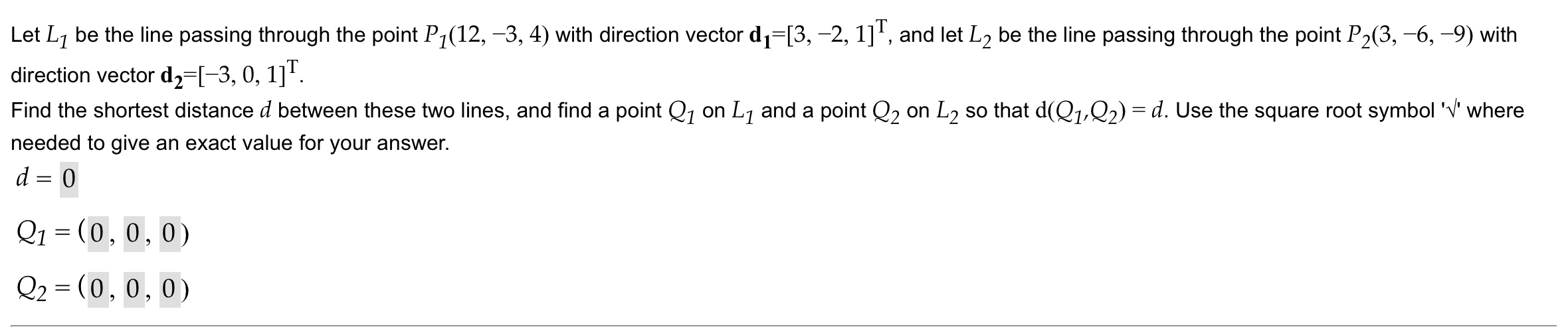 Solved Let L1 ﻿be the line passing through the point | Chegg.com