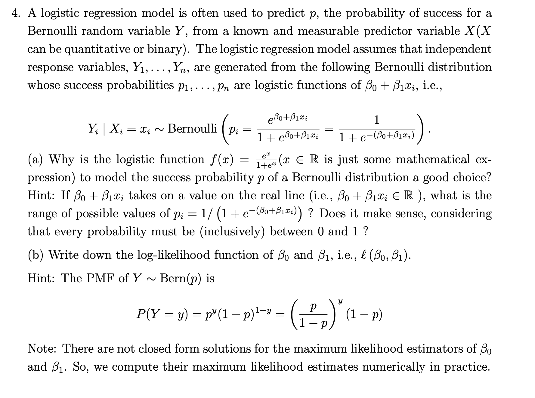 Solved A logistic regression model is often used to predict | Chegg.com
