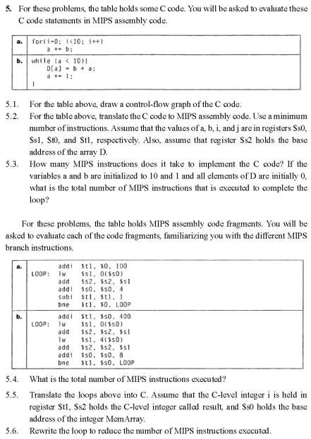 Solved 5. For these problems, the table holds some Ccode. | Chegg.com