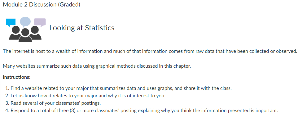 Module 2 Discussion (Graded) Looking at Statistics | Chegg.com