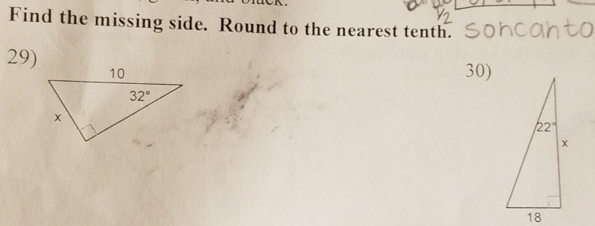Solved Find the missing side. Round to the nearest tenth. | Chegg.com