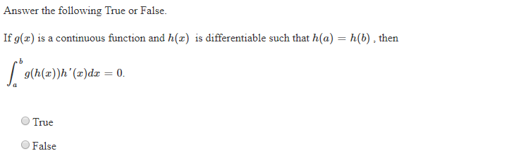 Solved Answer the following True or False. If g() is a | Chegg.com