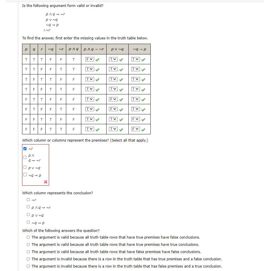 Solved Is The Following Argument Form Valid Or Invalid