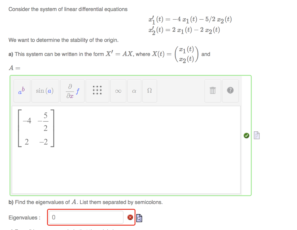 Solved Consider the system of linear differential equations | Chegg.com