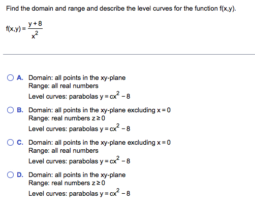 Solved Find the domain and range and describe the level | Chegg.com