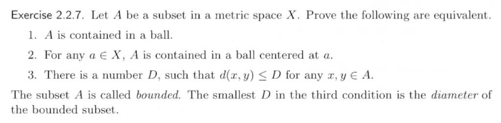 Solved Exercise 2.2.7. Let A be a subset in a metric space | Chegg.com