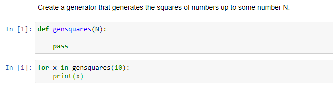 Solved Create a generator that generates the squares of | Chegg.com