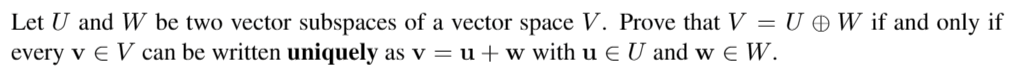 Solved Let U ﻿and W ﻿be two vector subspaces of a vector | Chegg.com