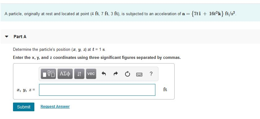 Solved A particle, originally at rest and located at point | Chegg.com