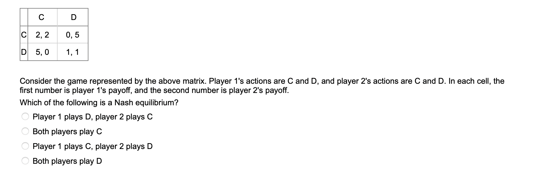 Solved Consider the game represented by the above matrix. | Chegg.com