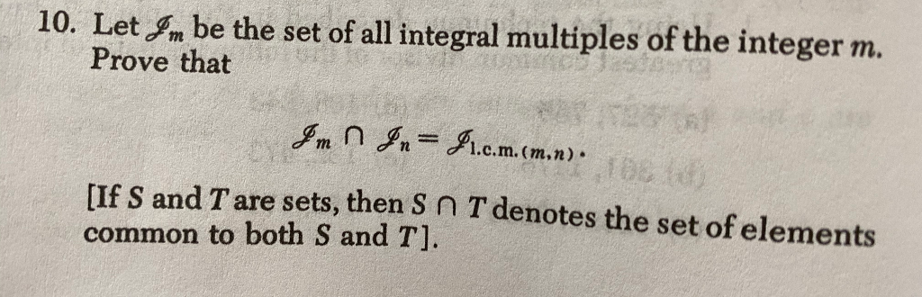 Solved The cursive I_m stands for the set of all integral | Chegg.com