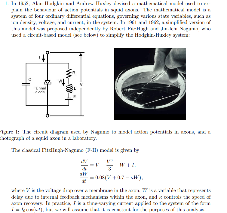 Solved Figure 1: The circuit diagram used by Nagumo to model | Chegg.com