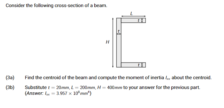 Solved Consider the following cross-section of a beam. Find | Chegg.com