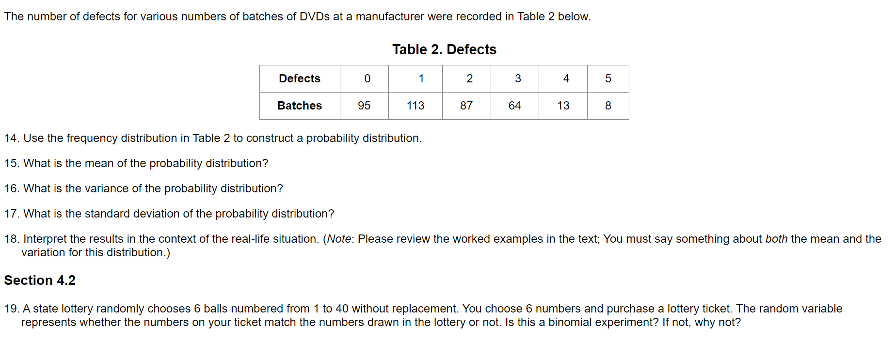 Solved 14. Use the frequency distribution in Table 2 to | Chegg.com