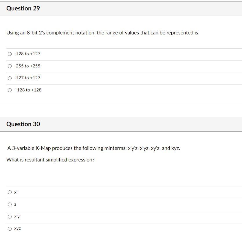 Solved Question 29 Using An 8 Bit 2s Complement Notation 3431