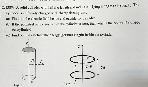 Solved 2. [30\%] A solid cylinder with infinite length and | Chegg.com