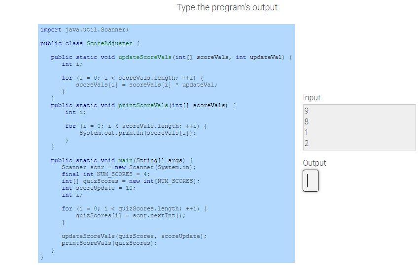 Solved Type the program's output import java.util.Scanner; | Chegg.com