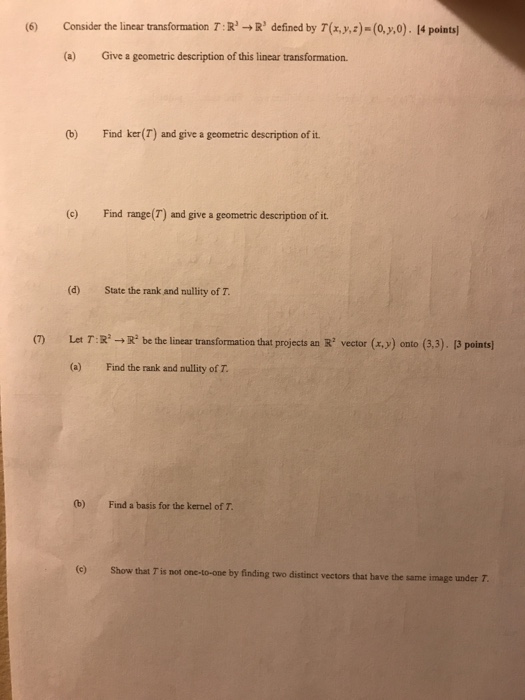 Solved Consider the linear transformation T: R^3 rightarrow | Chegg.com