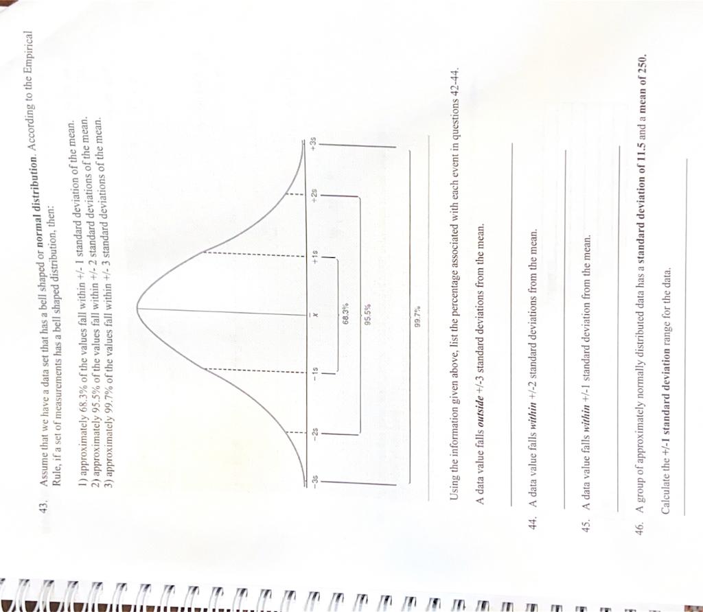 Solved 43. Assume that we have a data set that has a bell | Chegg.com