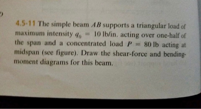Solved 4.5-11 The simple beam AB supports a triangular load | Chegg.com
