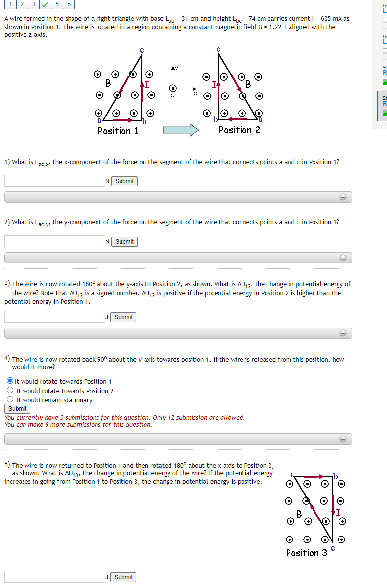 Solved A wire formed in the shape of a right triangle with | Chegg.com